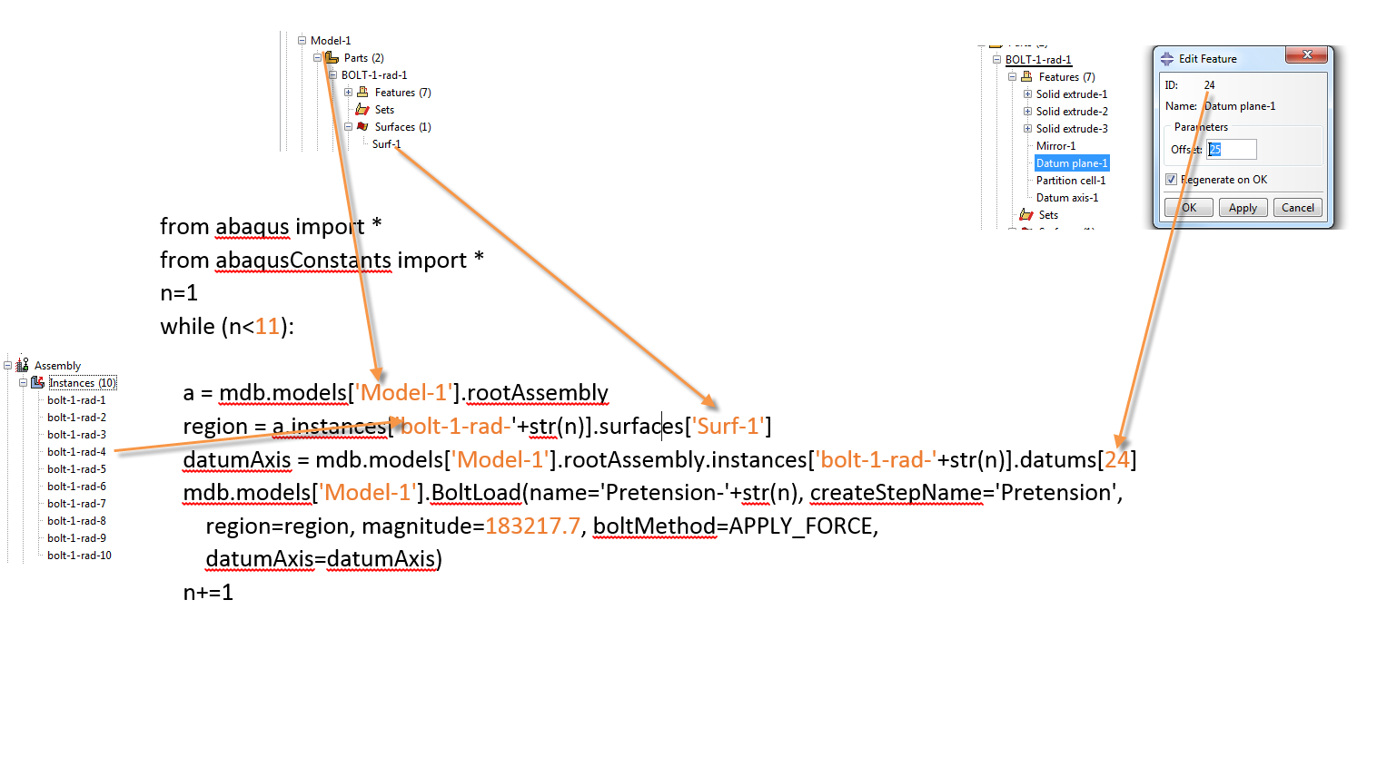 Bolt Pretensioning Using Abaqus Scripting