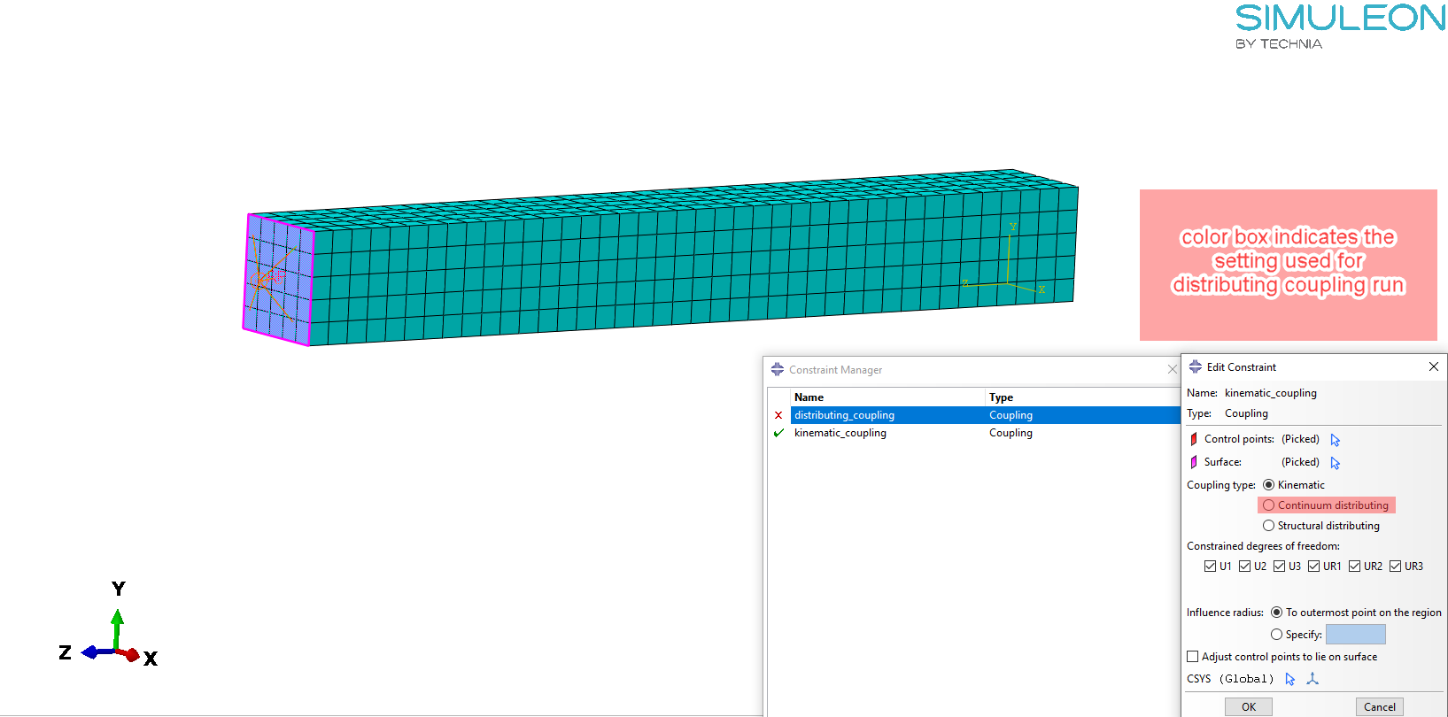 Kinematic vs Distributed Coupling Constraints in Abaqus