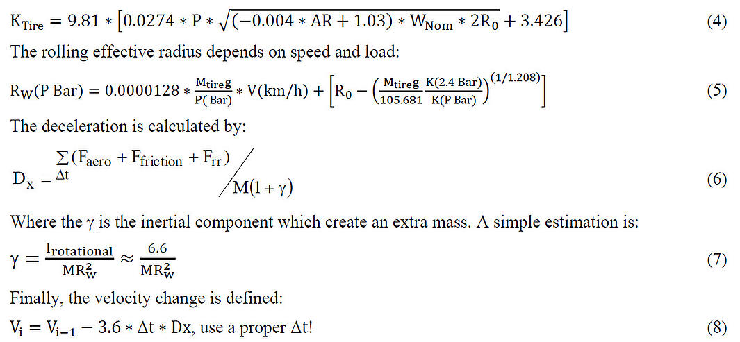 Calculating Rolling Resistance with a Parametrical Equation