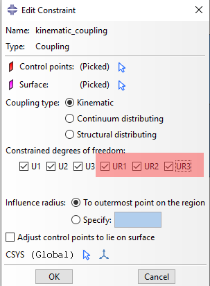 Kinematic vs Distributed Coupling Constraints in Abaqus