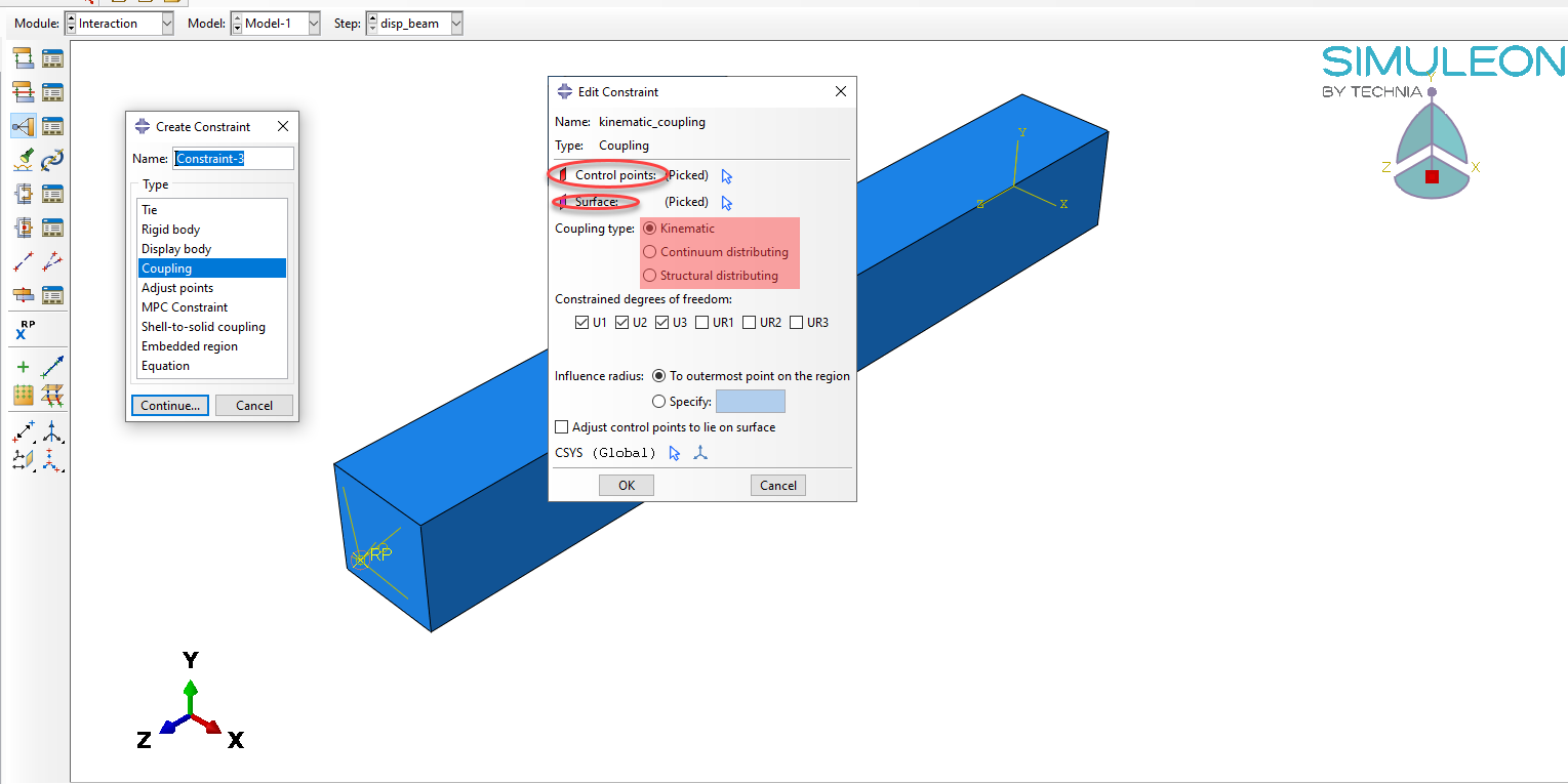 Kinematic vs Distributed Coupling Constraints in Abaqus